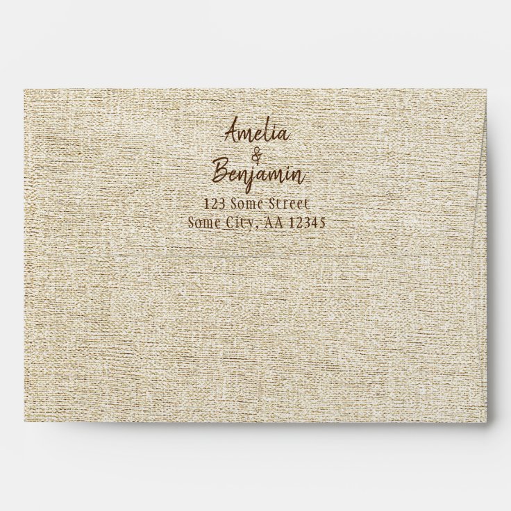 Rustic Beige Script Return Address Wedding Envelope | Zazzle