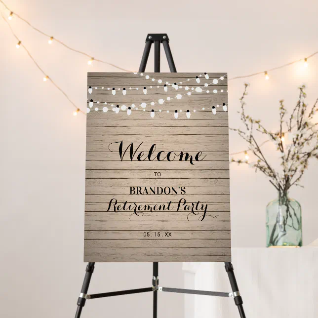 Rustic Beige Wood Retirement Party Welcome Sign | Zazzle