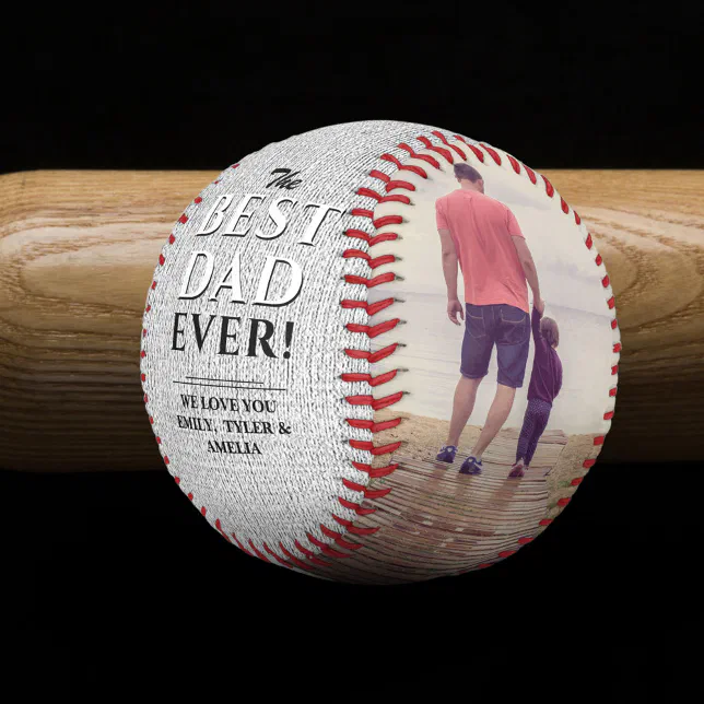 Rustic Best Dad Ever Father`s Day 2 Photo Collage Baseball | Zazzle