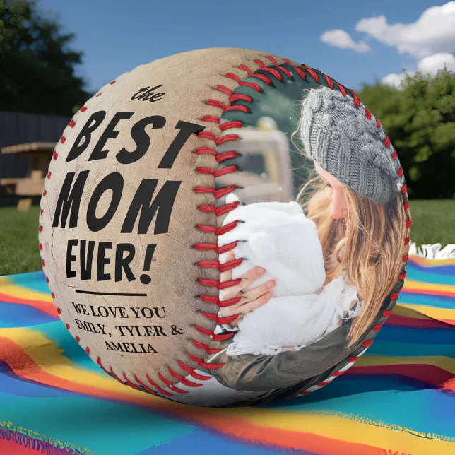 Rustic Best Mom Ever 2 Photo Collage Softball | Zazzle