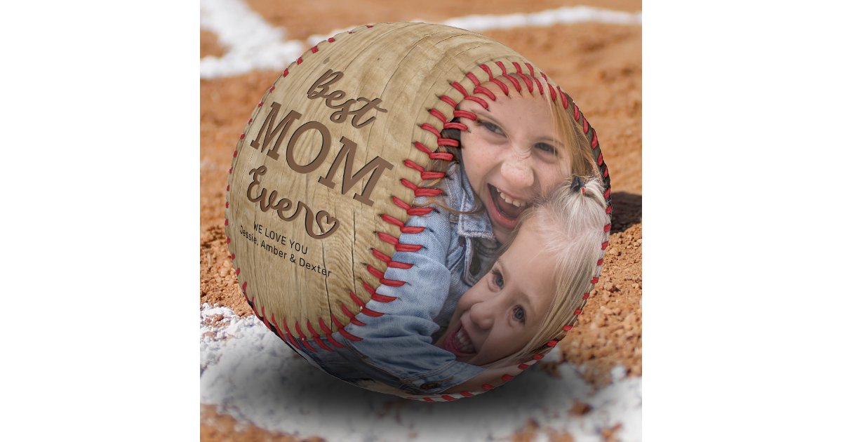 Rustic Best Mom Ever Photo Baseball | Zazzle