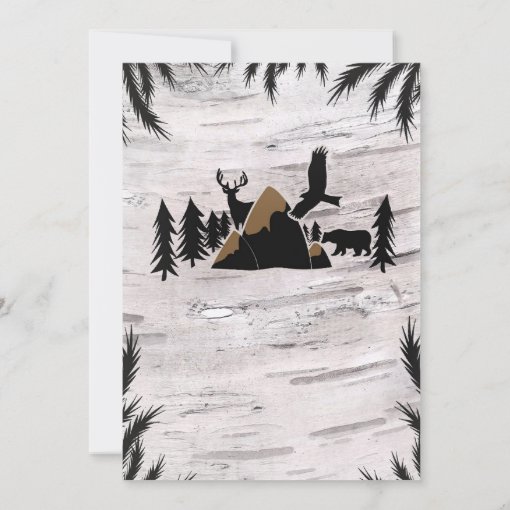 Rustic Birch Outdoor Wilderness Birthday Party Invitation | Zazzle