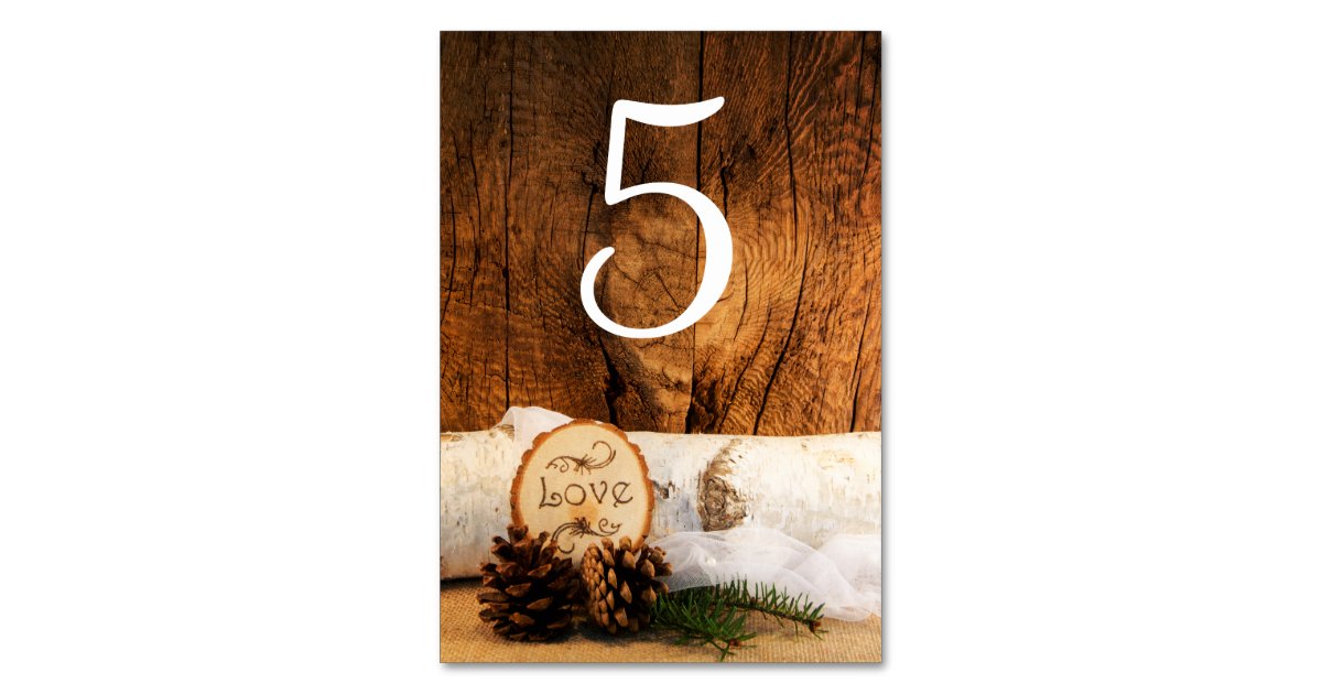 Rustic Birch Tree Barn Wood Wedding Table Numbers | Zazzle.com