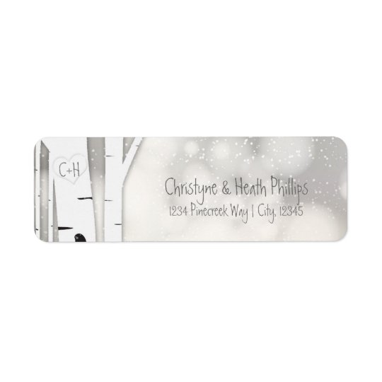 Rustic Birch Tree Winter Snowy Address Labels | Zazzle.com