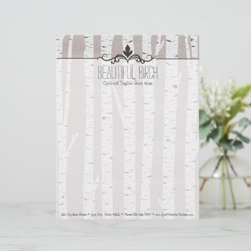 Rustic Birch Wood Trees & Branches Natural Modern Letterhead | Zazzle