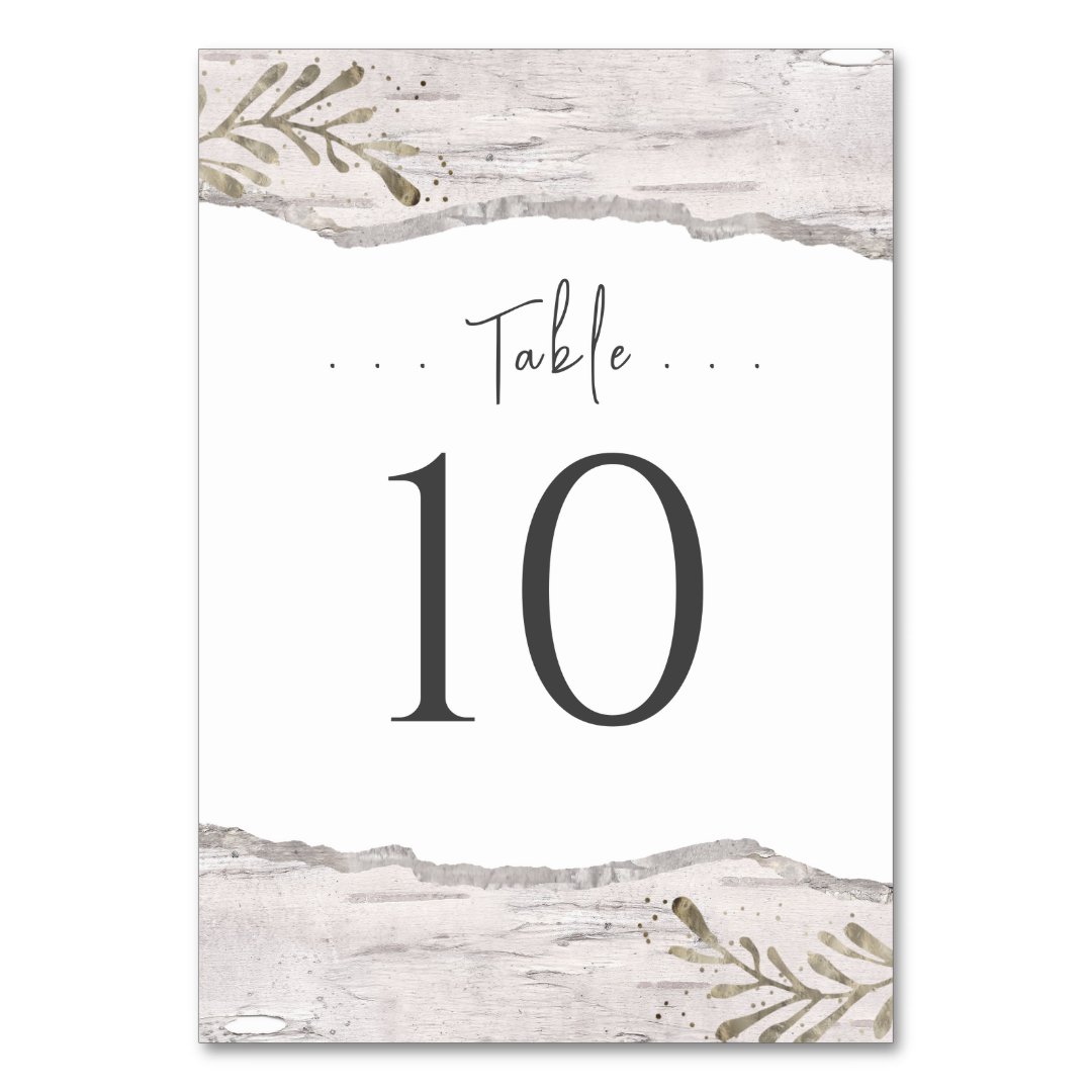Rustic Birch Wood Wedding Table Number | Zazzle