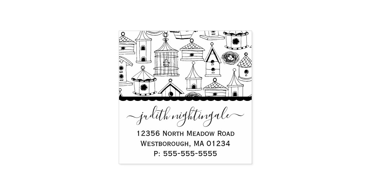 Rustic Bird Houses Create Your Own Return Address Rubber Stamp | Zazzle
