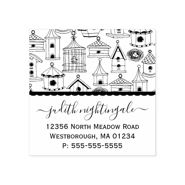 Rustic Bird Houses Create Your Own Return Address Rubber Stamp | Zazzle