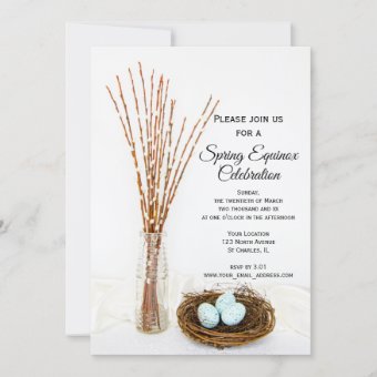 Rustic Bird Nest Eggs Spring Equinox Celebration Invitation | Zazzle