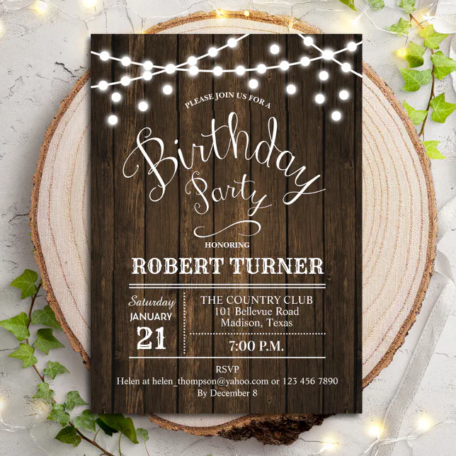Rustic Birthday Party - Any Age Invitation | Zazzle
