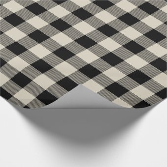 Rustic Black and Beige Buffalo Check Wrapping Paper | Zazzle