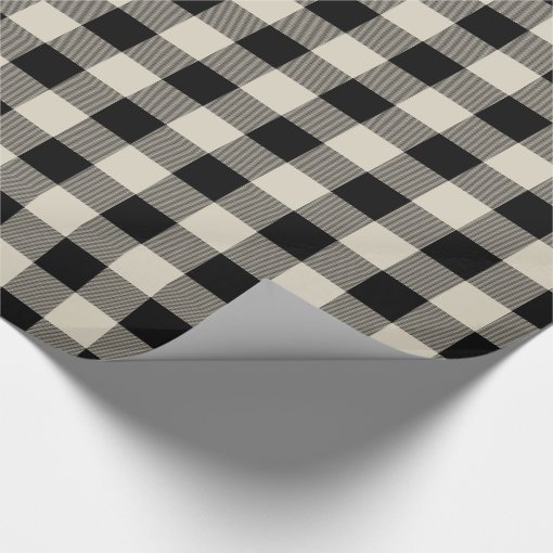Rustic Black and Beige Buffalo Check Wrapping Paper | Zazzle