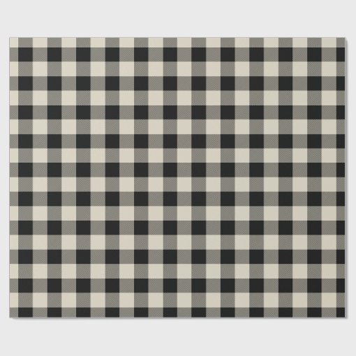 Rustic Black and Beige Buffalo Check Wrapping Paper | Zazzle