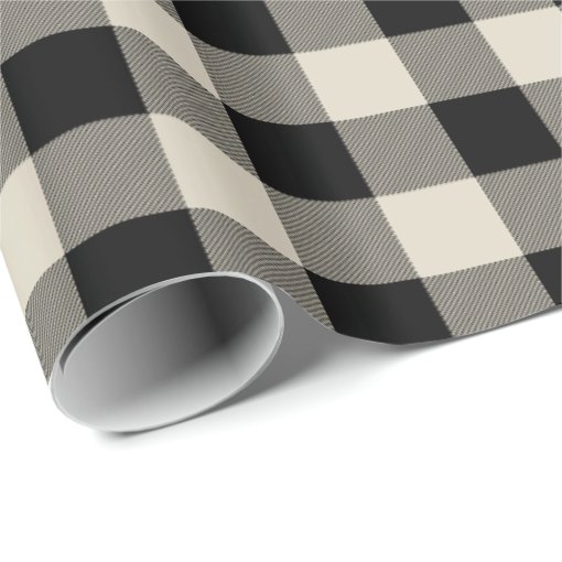 Rustic Black and Beige Buffalo Check Wrapping Paper | Zazzle