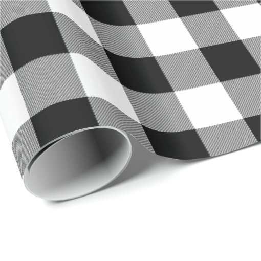 Rustic Black and White Buffalo Check Wrapping Paper | Zazzle