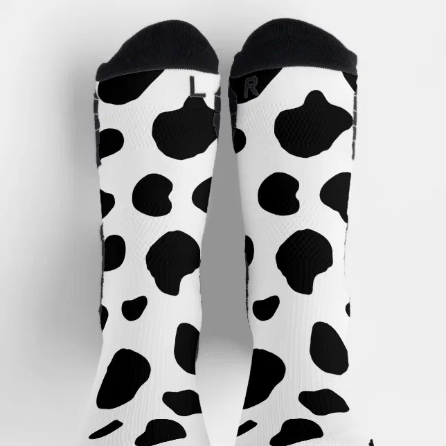 Rustic Black and White Holstein Cow Pattern Socks | Zazzle