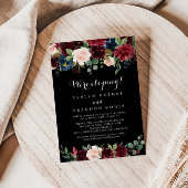 Rustic Black Botanical Elopement Reception Invitation | Zazzle