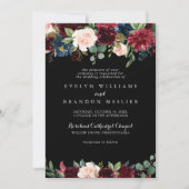 Rustic Black Botanical Wedding Invitation | Zazzle