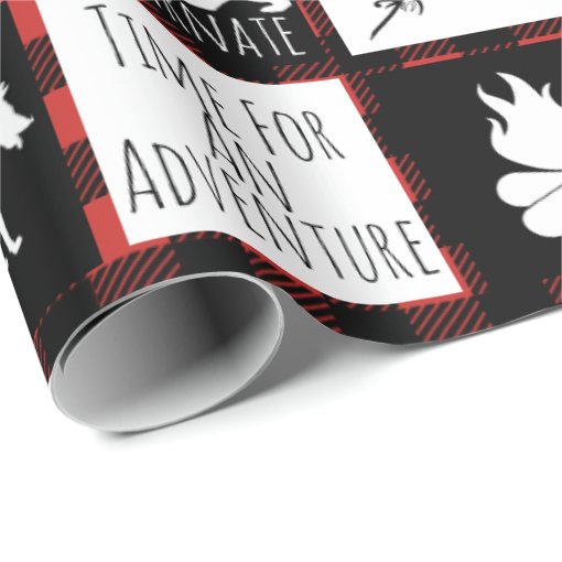 Rustic Black Buffalo Plaid Wilderness Adventure Wrapping Paper | Zazzle