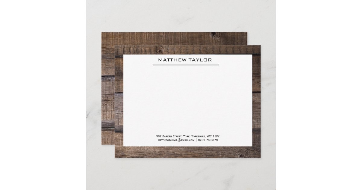 Rustic Black Lined Professional Business Note Card | Zazzle
