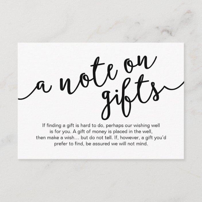 Rustic Black Script, A note on gifts Enclosure Card | Zazzle.com