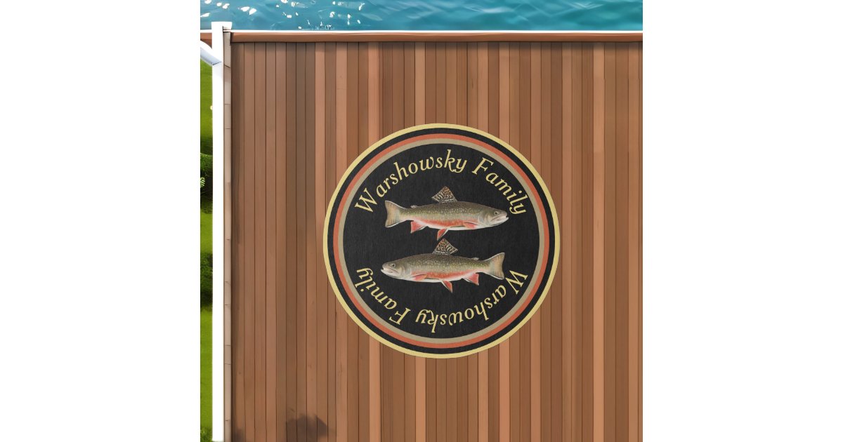 Rustic Black Trout Fisherman Lake House Outdoor Rug | Zazzle