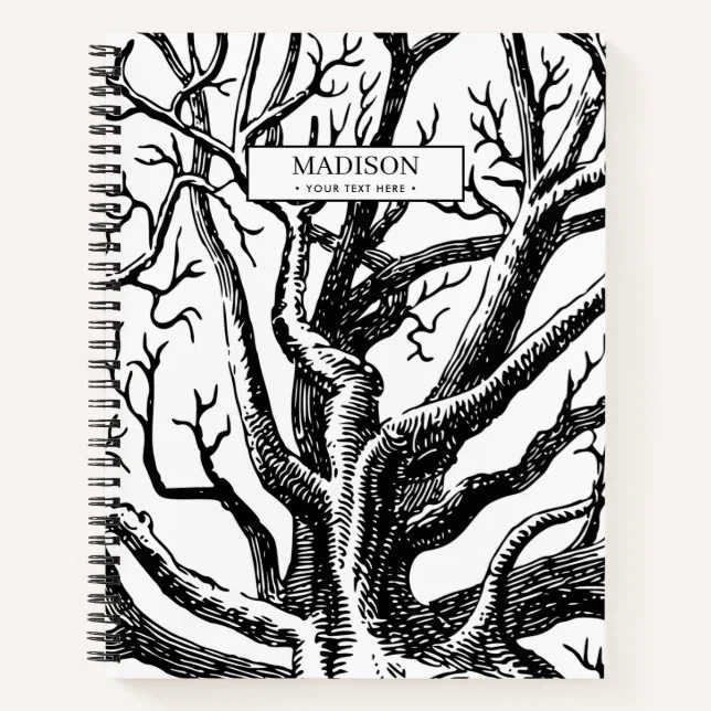 Rustic Black & White Abstract Tree Branches Notebook | Zazzle