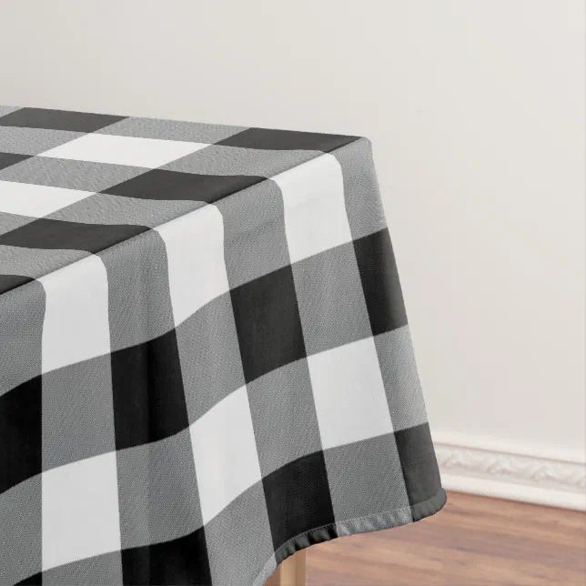 Rustic Black White Buffalo Check Plaid Pattern Tablecloth | Zazzle