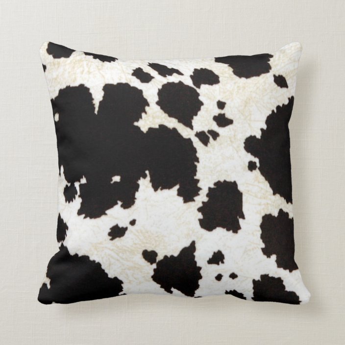 Rustic Black White Cow Skin Throw Pillow | Zazzle.com