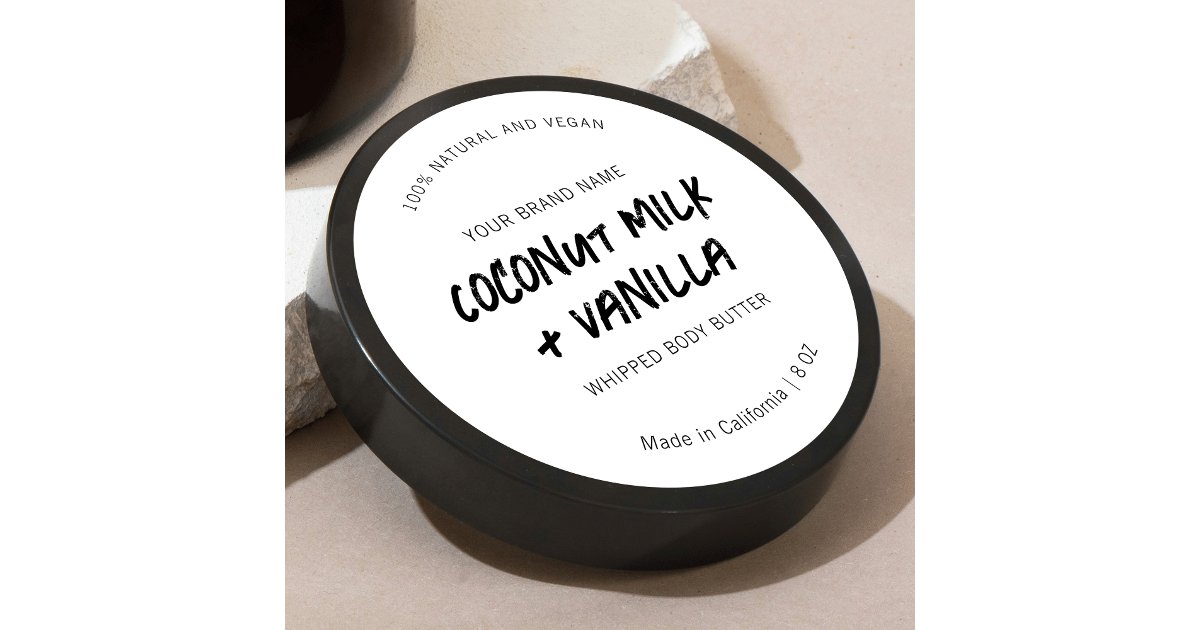 Rustic Black & White Round Jar Lid Product Label | Zazzle