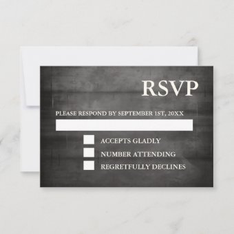 Rustic Black Wood String Lights RSVP Card | Zazzle