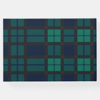 Rustic Blackwatch Script Wedding Tartan Guest Book | Zazzle