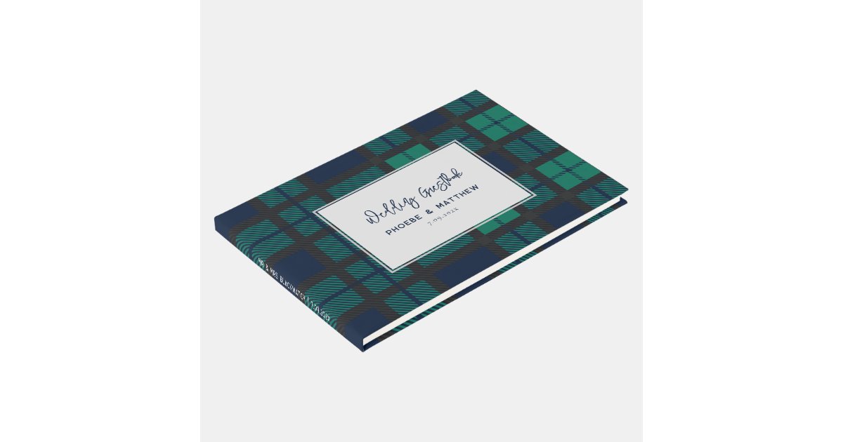 Rustic Blackwatch Script Wedding Tartan Guest Book | Zazzle