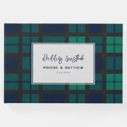 Rustic Blackwatch Script Wedding Tartan Guest Book | Zazzle