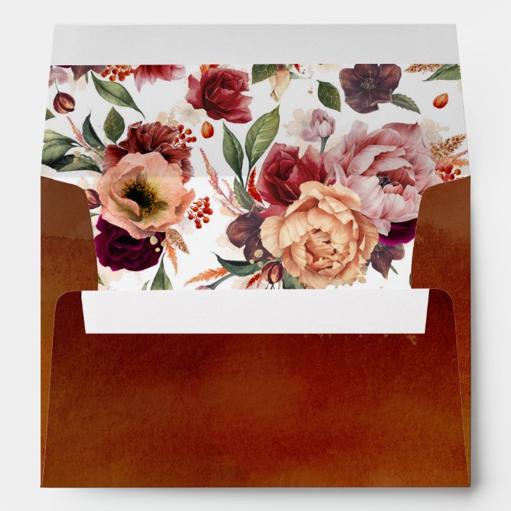 Rustic Bloom Earthy Tones Floral Watercolor Fall Envelope | Zazzle