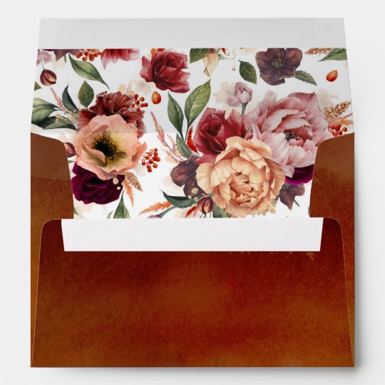 Rustic Bloom Earthy Tones Floral Watercolor Fall Envelope | Zazzle.com