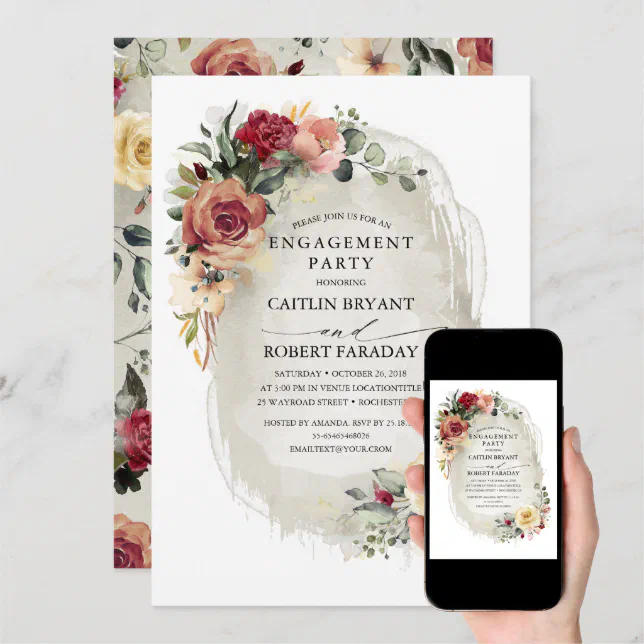 Rustic Bloom Fall Engagement Party Invitation | Zazzle