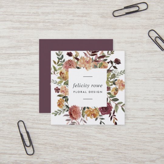 Rustic Bloom | Floral Frame Square Business Card | Zazzle.com
