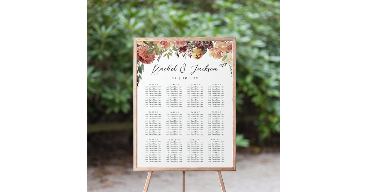 Rustic Bloom Floral Wedding Seating Chart | Zazzle