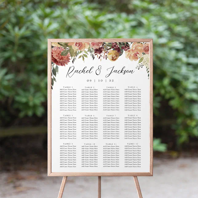 Rustic Bloom Floral Wedding Seating Chart | Zazzle