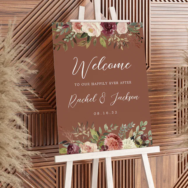 Rustic Bloom | Floral Wedding Welcome Sign | Zazzle