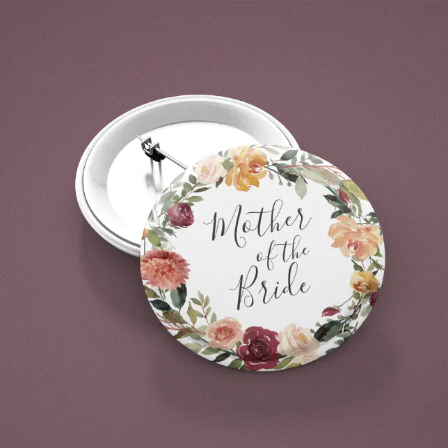 Rustic Bloom Mother of the Bride Button | Zazzle