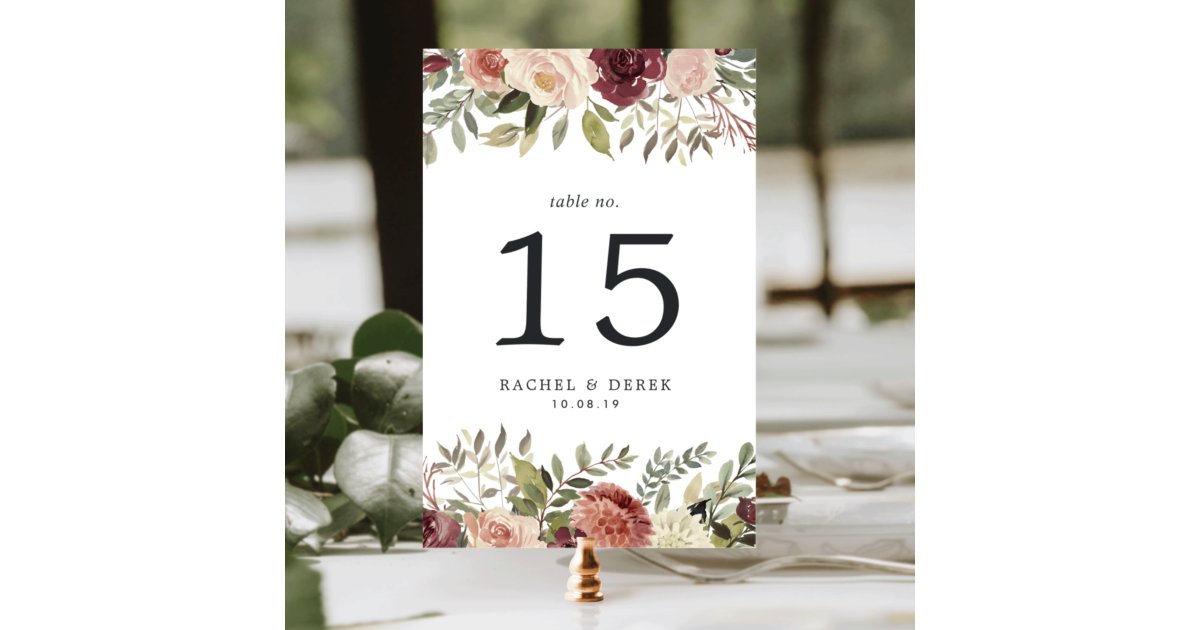 Rustic Bloom Table Number Card | Zazzle