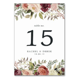 Rustic Bloom Table Number Card | Zazzle