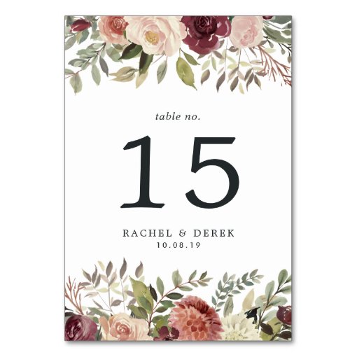 Rustic Bloom Table Number Card | Zazzle