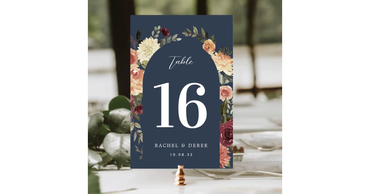 Rustic Bloom Watercolor Floral Arch Table Number | Zazzle