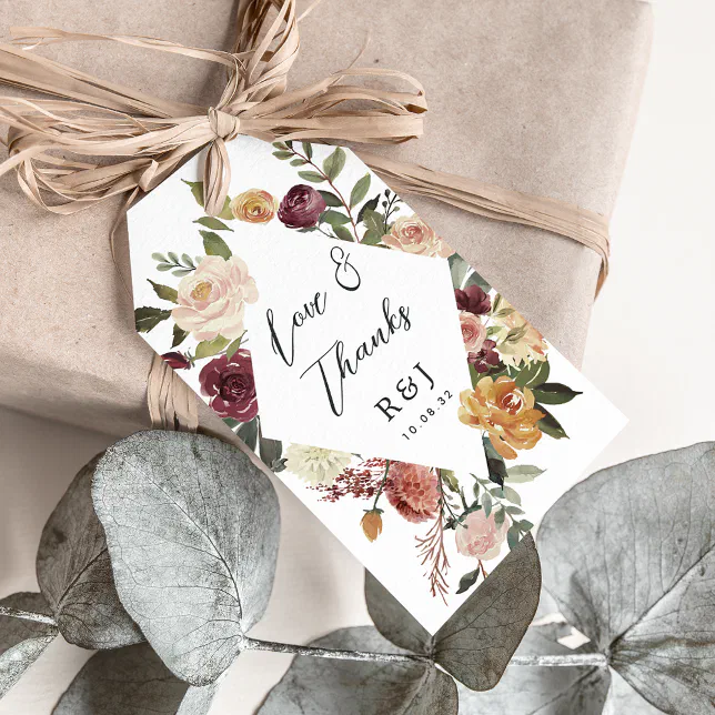 Rustic Bloom Watercolor Floral Wedding Favor Gift Tags | Zazzle