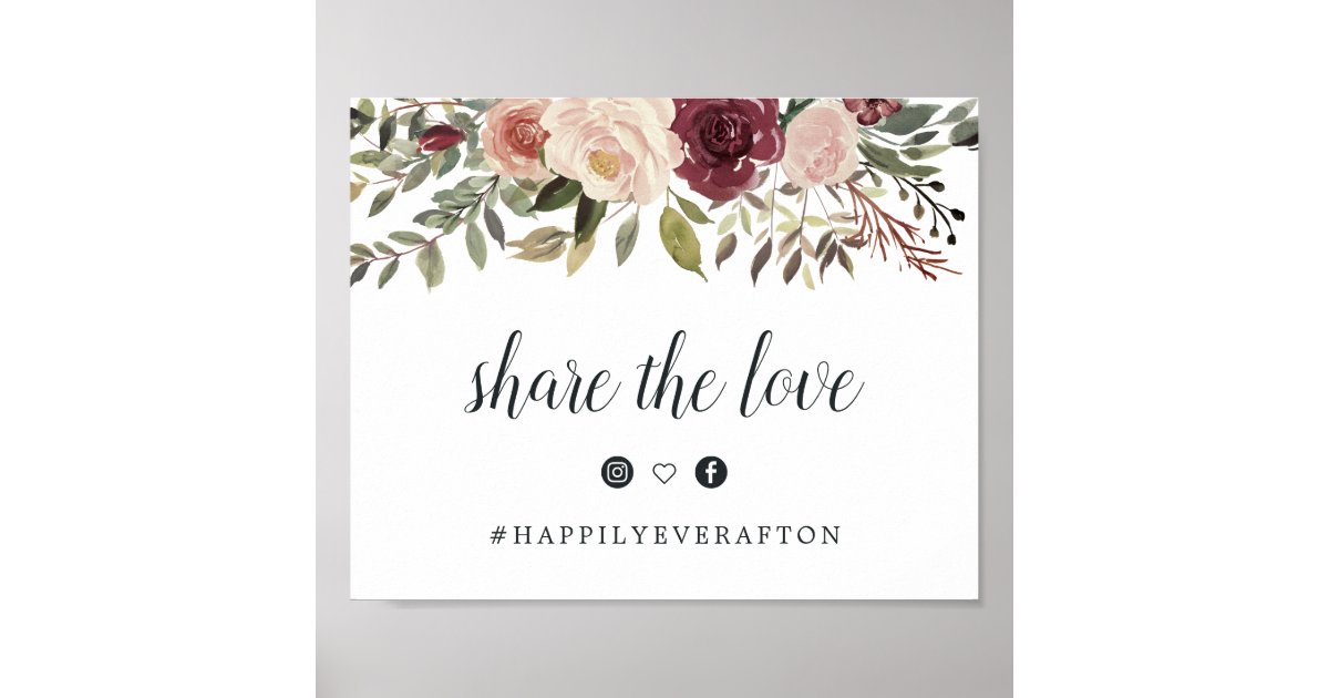 Rustic Bloom Wedding Hashtag Sign | Zazzle