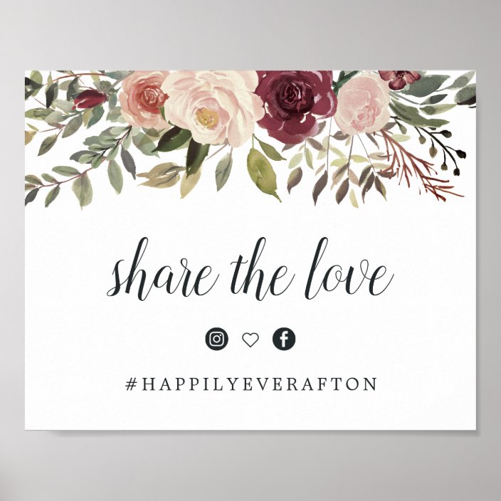 Rustic Bloom Wedding Hashtag Sign | Zazzle