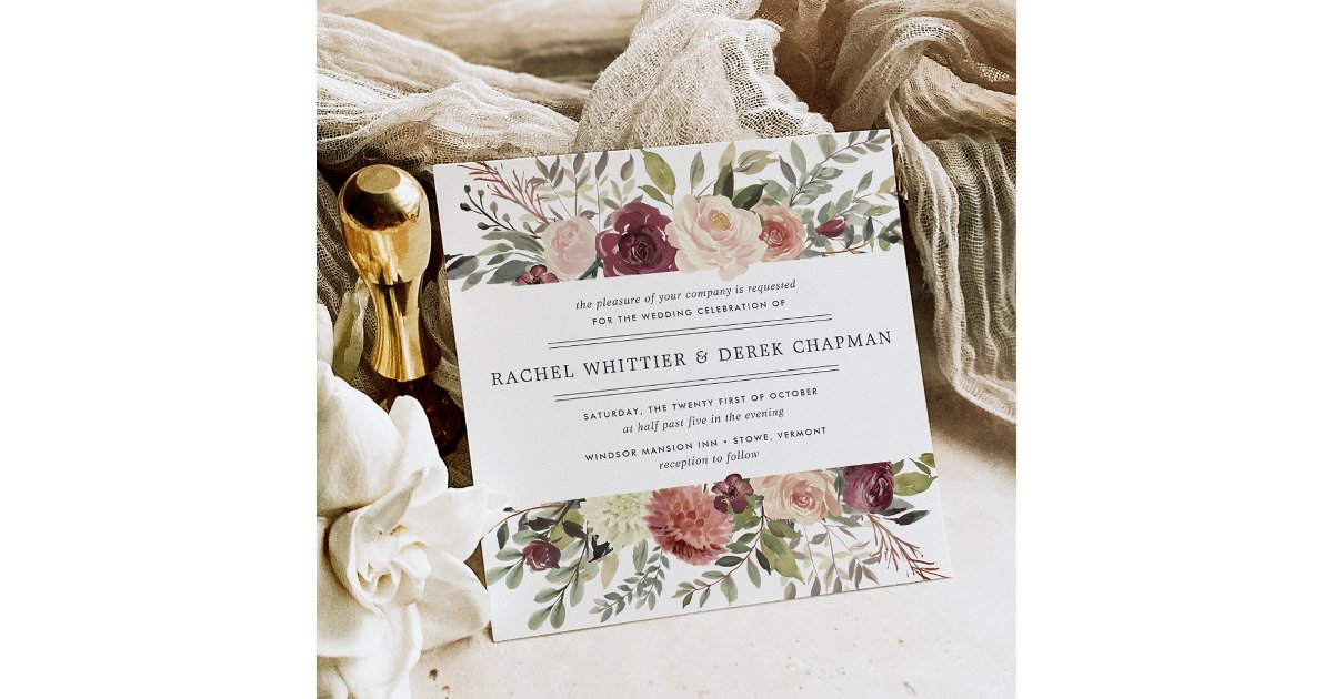 Rustic Bloom Wedding Invitation | Square | Zazzle